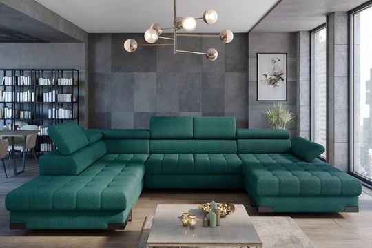 BRINE XL moderní sedací souprava ve tvaru U s regulovatelnými záhlavníky